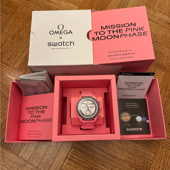 Swatch | Accessories | Omega X Swatch Pink Moon Moonphase Watch | Poshmark